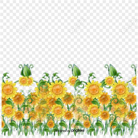 해바라기 일러스트 밭식물노랑꽃들 Png 일러스트 무료 다운로드 Lovepik