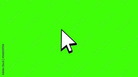 3d Cursor Or Pointer With Black Outline 4k Animation On Green Background 3d Click Cursor Or
