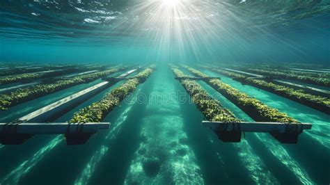 Underwater Seaweed Farm With Sunbeams Stock Illustration Illustration Of Agriculture