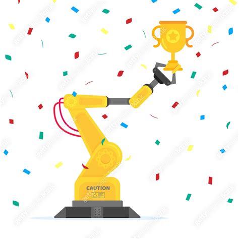 Robotic Arm Flat Style Design Vector Illustration Icon Sign Isolated On Confetti Background