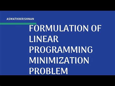 Formulation Of Linear Programming Minimization Problem OR LPP 3