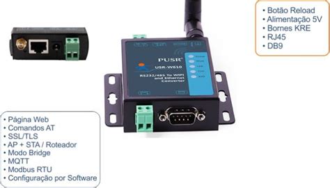 Conversor Serial Rs232rs485 Para Wifi E Ethernet Usr W610 Acessórios Usinainfo