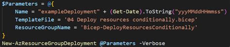 bicep deploying with powershell splatting risual