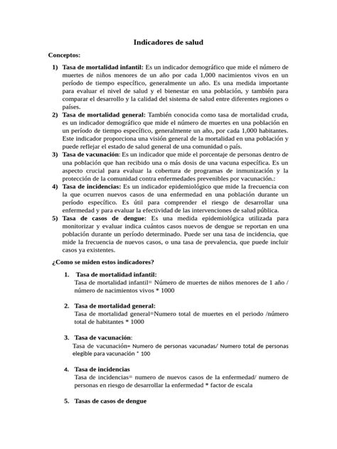 Indicadores De Salud Pdf