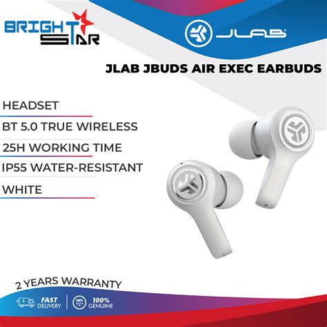 JLab Jbuds Air Exec True Wireless Earbuds Bluetooth IP Sweat Water Resistant
