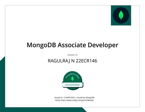 Mongodb Certification Databasedevelopment Nosql Developergrowth Ragulraj Narayanan