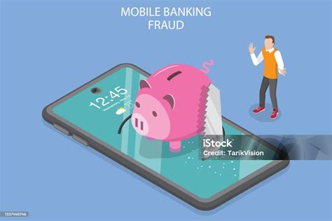 모바일 뱅킹 사기의 3d 이소메트릭 플랫 벡터 개념 적 그림 사기에 대한 스톡 벡터 아트 및 기타 이미지 사기 위기 3