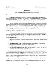 Genetics Lab Exercise DNA Sequence Analysis And The Genetic Code Pdf Group No Name