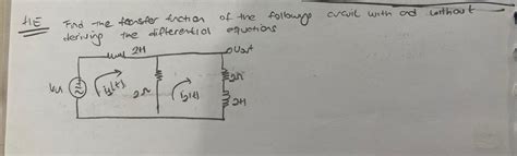 Solved Find The Transfer Function Of The Following Circuit Chegg