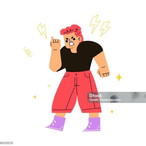 귀여운 감정적인 소년 아이 느낌 분노 외침 와 찡그린 얼굴 표정 와 몸짓 벡터 일러스트 감정에 대한 스톡 벡터 아트 및 기타 이미지 Istock