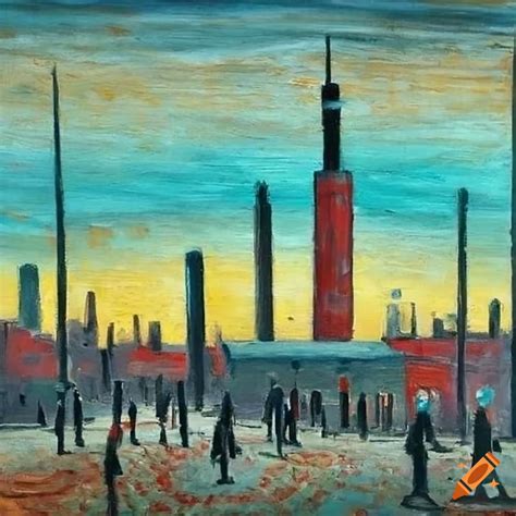 Aboriginal Inspired Art Depicting Urban Scenes In Ls Lowry Style
