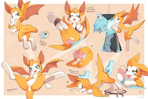 Rule 34 All Fours Ancesra Bat Wings Blue Fur Blush Blush Lines Bound Bound Ankles Bound Feet