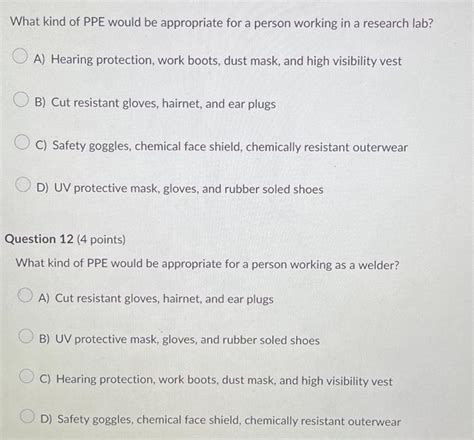 Solved What Kind Of PPE Would Be Appropriate For A Person Chegg Com