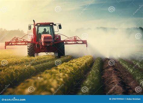 Tractor Spray Pesticide On Agricultural Field Stock Illustration
