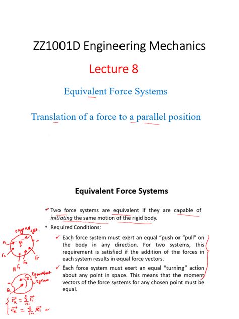 Lect8 19 09 2023 Equivalent Force Systems Pdf