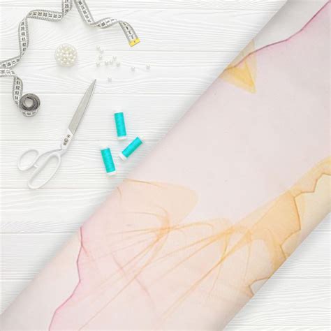 Yellow And Pink Abstract Pattern Digital Print Liquid Organza Fabric