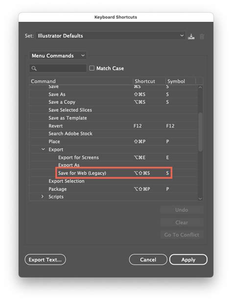 The Shortcut ⌘ Cmd ↑ Shift ⌥ Option S Isn Adobe Product