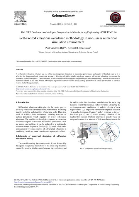 Pdf Self Excited Vibrations Avoidance Methodology In Non Linear Numerical Simulation Environment