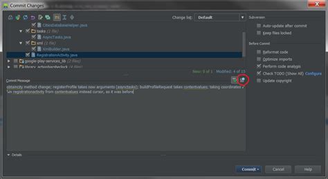 Android Studio Intellij Commiting Log For Svn Clears On Error Any
