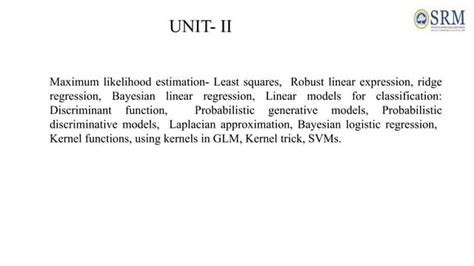 Introduction To Machine Learning Unit2 Pdf Pptx