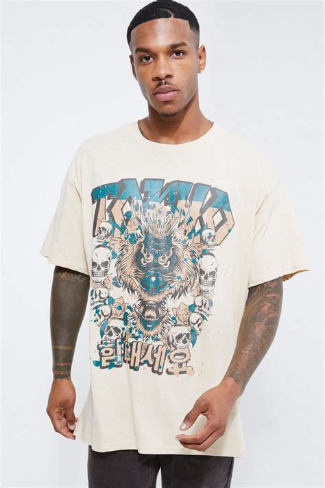 Oversized Tokyo Skull Graphic T Shirt Boohoo Uk