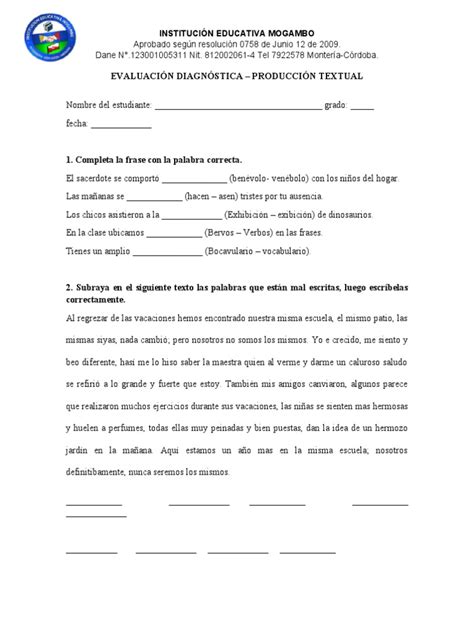 Evaluación Diagnóstica 2023 Pdf