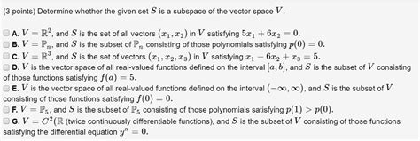solved 3 points determine whether the given set s is a