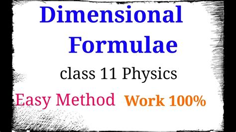 Dimensional Formulas Class 11 Physics Chapter Units And