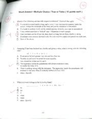 CS Quiz Short Answer Multiple Choice True Or False Points Each Which Of