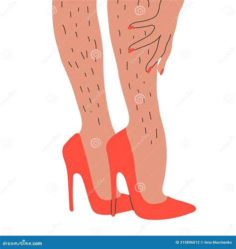 Female Unshaved Hairy Legs In Red High Heels Stock Vector Illustration Of Legs Lifestyle