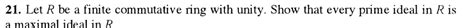Solved 21 Let R Be A Finite Commutative Ring With Unity