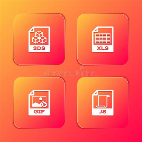 Set 3ds File Document Xls  And Js Icon Vector Stock Vector Illustration Of Design