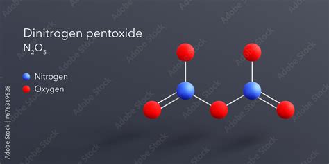 Dinitrogen Pentoxide Molecule 3d Rendering Flat Molecular Structure With Chemical Formula And