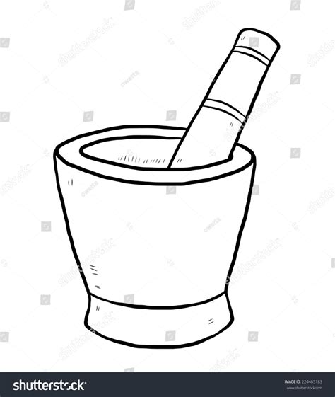 Mortar Pestle Cartoon Vector Illustration Black Stock Vector Royalty Free 224485183 Shutterstock