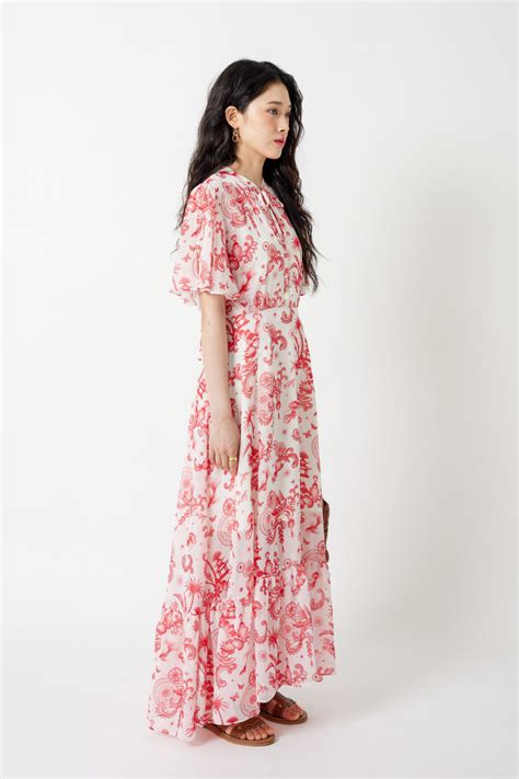 동양풍 오리엔탈 샤흘로의 바다 비치원피스 산호색 아이디어스