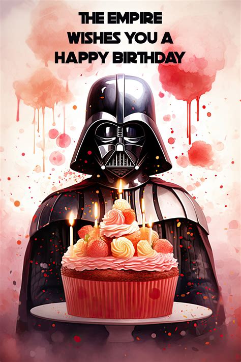 Darth Vader Themed Birthday Card Printable Star Wars Greeting Card