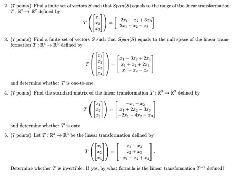 Solved 2 7 Points Find A Finite Set Of Vectors S Such