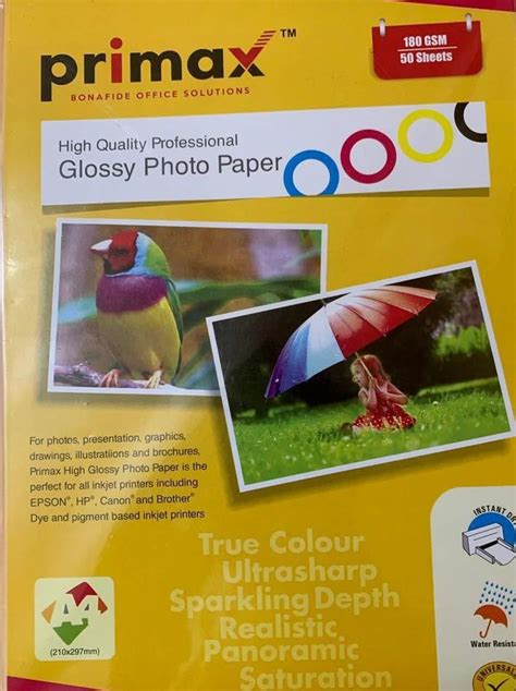 primax A4 180 gsm photo glossy paper, GSM: 100 at ₹ 100/pack in Indore ...