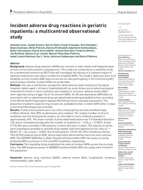 Pdf Incident Adverse Drug Reactions In Geriatric Inpatients A