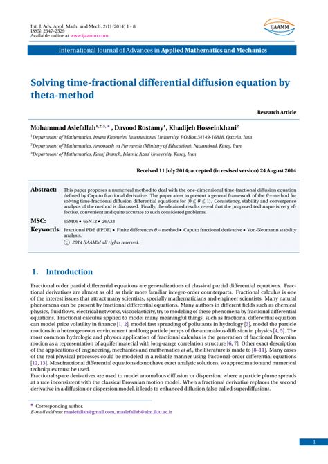 Pdf Solving Time Fractional Differential Diffusion Equation By Theta