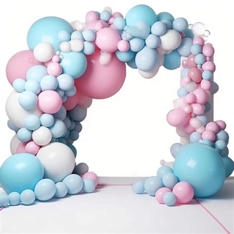 Premium Ai Image Blue And Pink Double Balloon Arch Photography Background