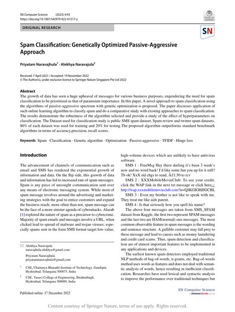 Spam Classification Genetically Optimized Passive Aggressive Approach