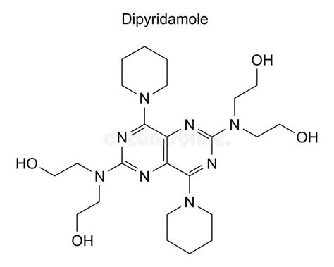Chemical Structure Of Dipyridamole Drug Substance Stock Illustration