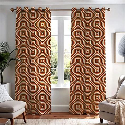Retro Curtain Panels Mid Century Geometric Abstract Curtains 70s