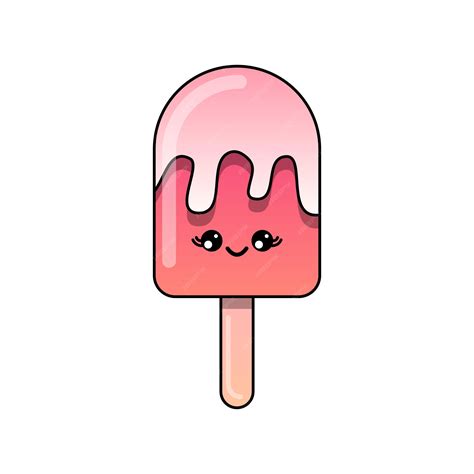 Helado De Paleta Con Una Cara Linda Vector Premium