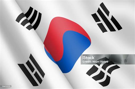 대한민국 흔들기 플래그 3d 일러스트 바람 잔물결 0명에 대한 스톡 벡터 아트 및 기타 이미지 0명 3차원 형태 개념 Istock