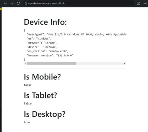 Angular Ngx Device Detector Example To Detect Device And Browser Info In Browser Using Typescript