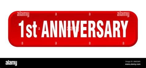 1st Anniversary Button 1st Anniversary Square 3d Push Button Stock