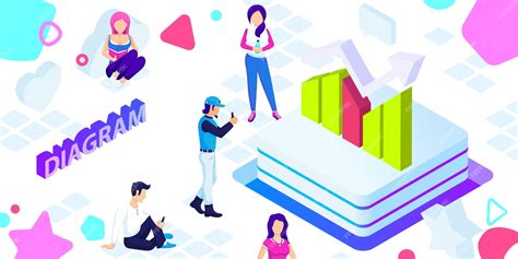 다이어그램 아이소메트릭 디자인 아이콘 벡터 웹 그림 3d 다채로운 개념 프리미엄 벡터