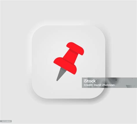 뉴모피즘 스타일의 빨간색 압정 아이콘 비즈니스 아이콘 흰색 Ui Ux 사무실 Suoolies 기호입니다 압정 클립 게시판 뉴모픽